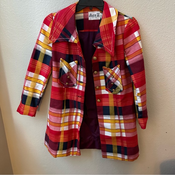 act 1 | Jackets & Coats | Act Ny Red Plaid Checkered 8s Vintage Button ...